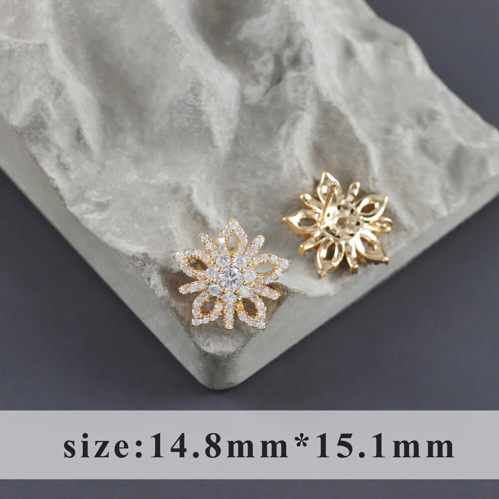 GUFEATHER M1120 набор для изготовления сережек из позолоченной меди с цирконами 6 шт M112006