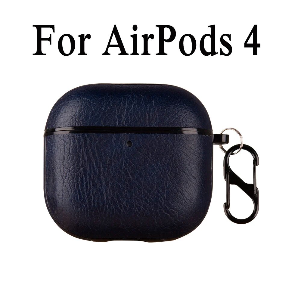 Кожаный чехол для AirPods 4, Dark Blue