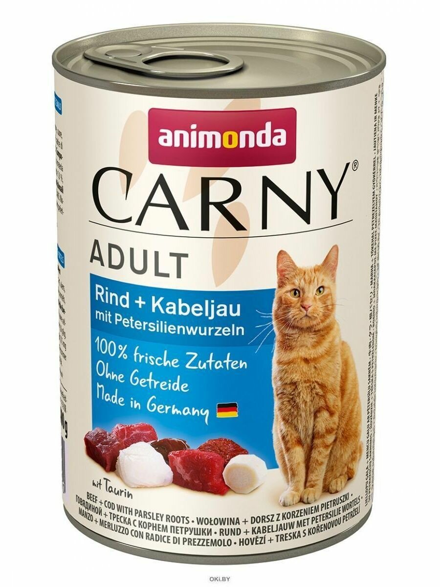 Корм Animonda Carny Adult (с говядиной, треской и петрушкой) для кошек, 400 г х 6шт