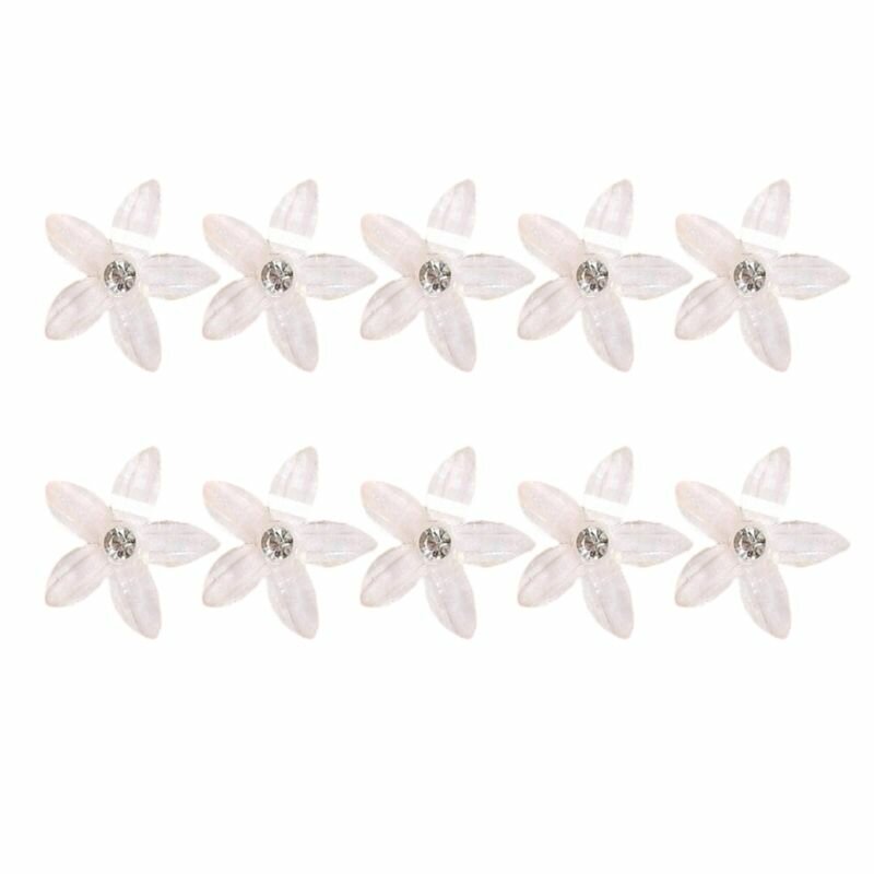 1 упаковка из 10 штук, маленькие заколки сбоку в виде цветка, заколка для головного убора-белая