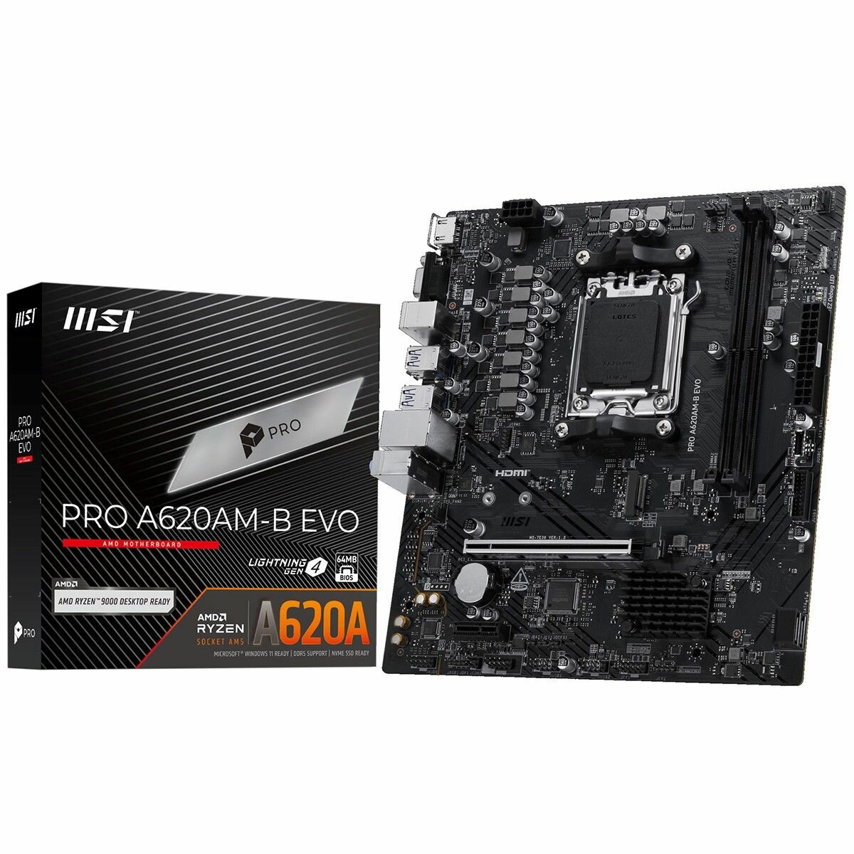 Материнская плата MSI PRO A620AM-B EVO, AM5, AMD A620A, Micro-ATX, RTL (PRO A620AM-B EVO)