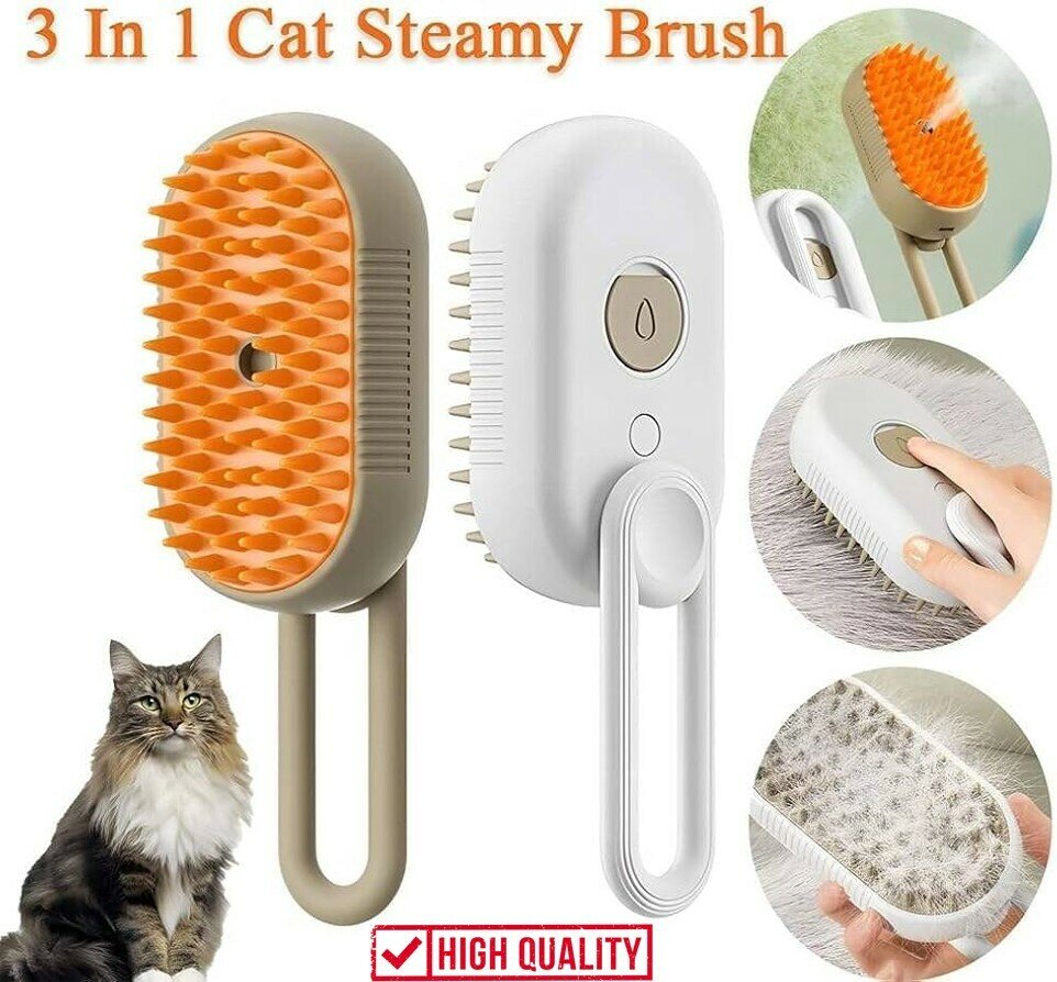 Электрическая расческа для удаления шерсти с паровой щеткой 3-в-1 с функцией массажа для ухода за шерстью собак