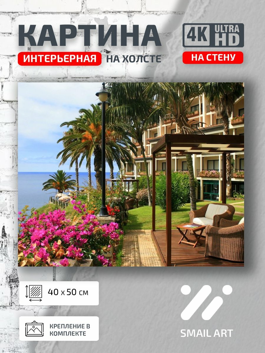 Картина на холсте интерьерная 40 на 50 на стену Моря City для кафе урбанистика интерьер