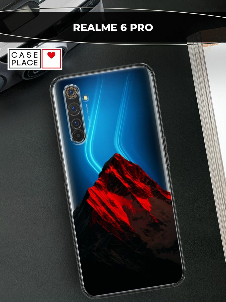 Чехол на Realme 6 Pro / Реалми 6 Про с принтом Красная гора 2, прозрачный