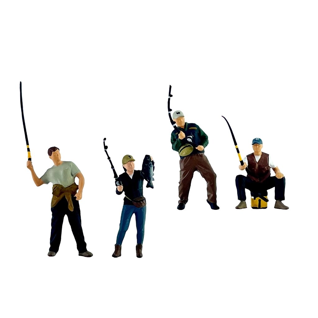 Реалистичная фигурка рыболова 1/64 из смолы для декора витрин