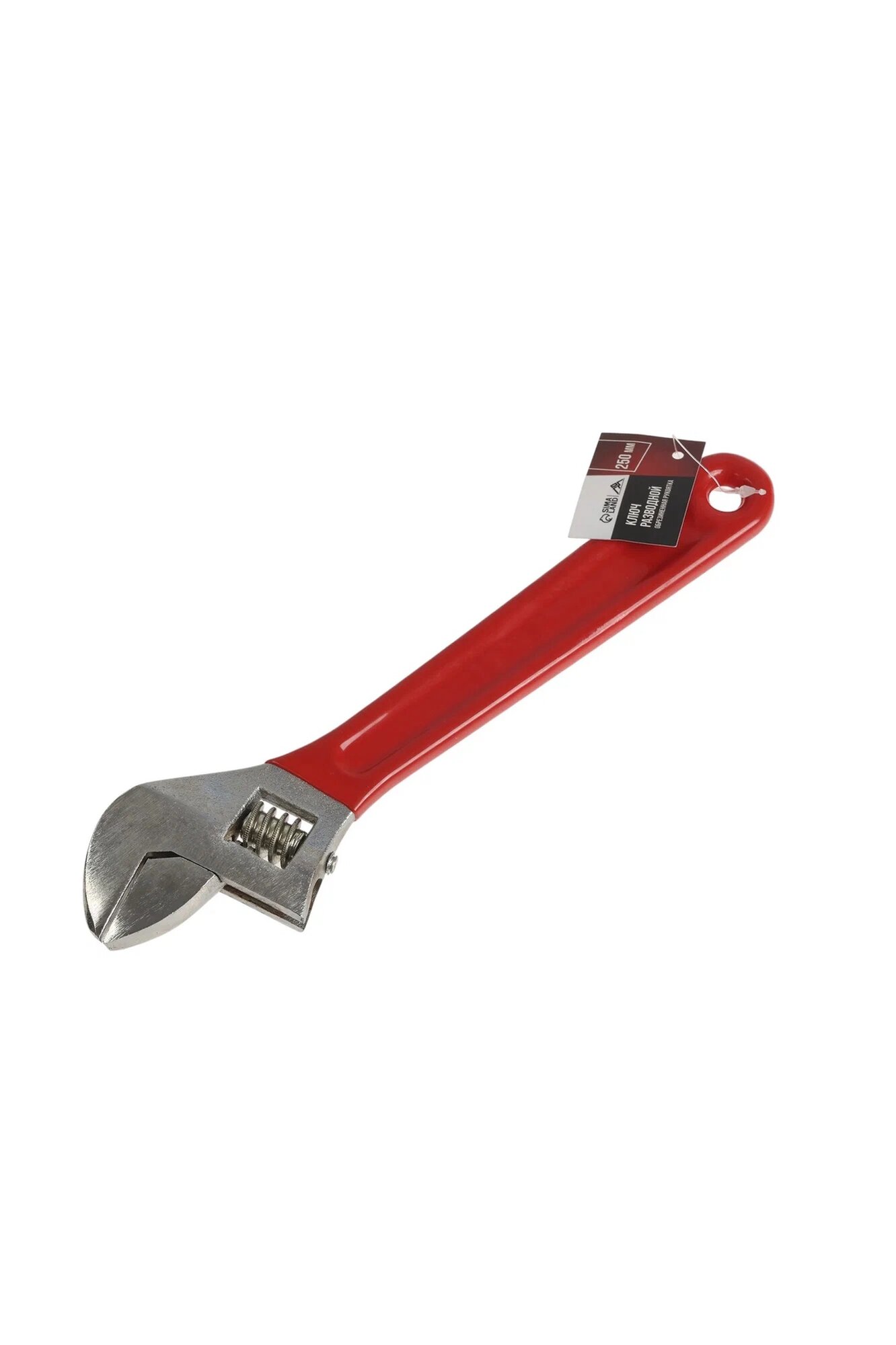 Ключ разводной ЛОМ, обрезиненная рукоятка, 250 мм, 1 шт, красный