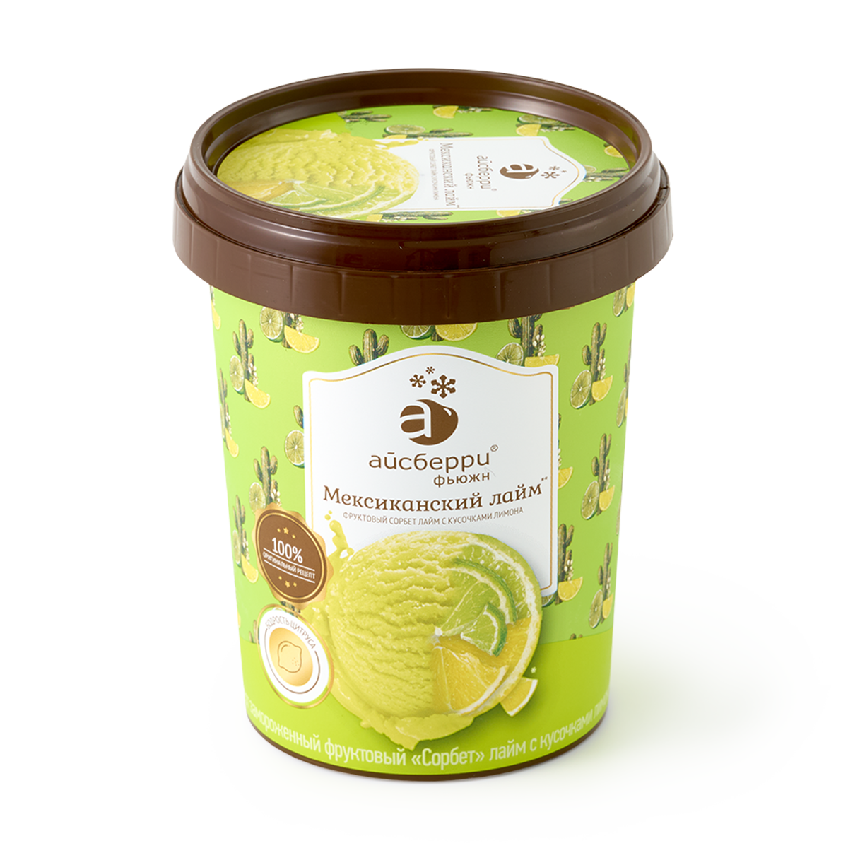 Мороженое сорбет Айсберри "Мексиканский лайм", лайм-лимон, 350 г