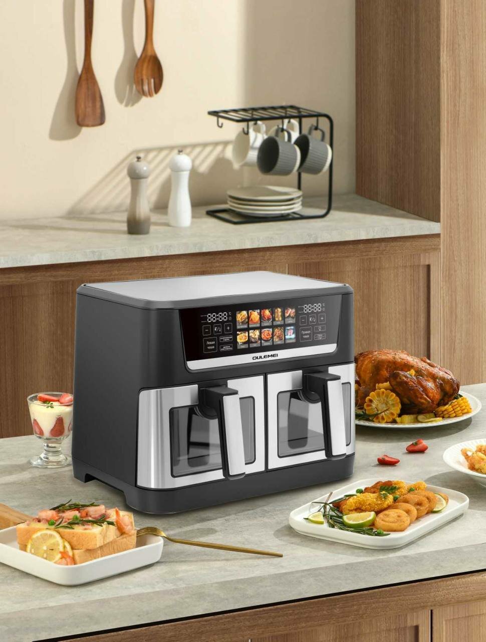 Аэрогриль от ProgTech, 2800Вт, с электронным управлением, 12л, съёмная крышка, двойная зона