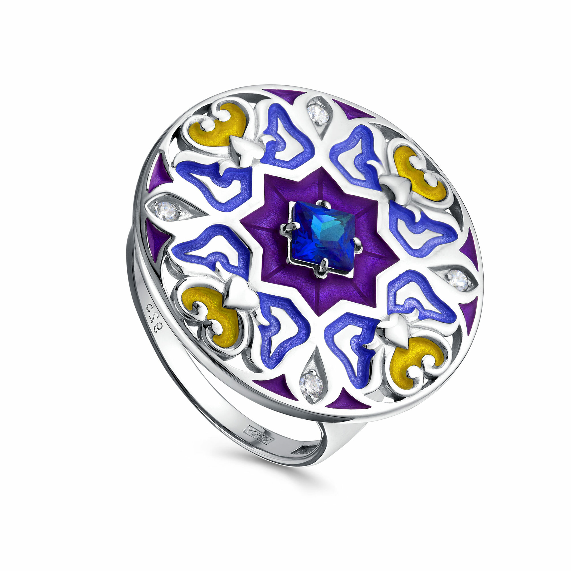 Кольцо, серебро, 925 проба, фианит
