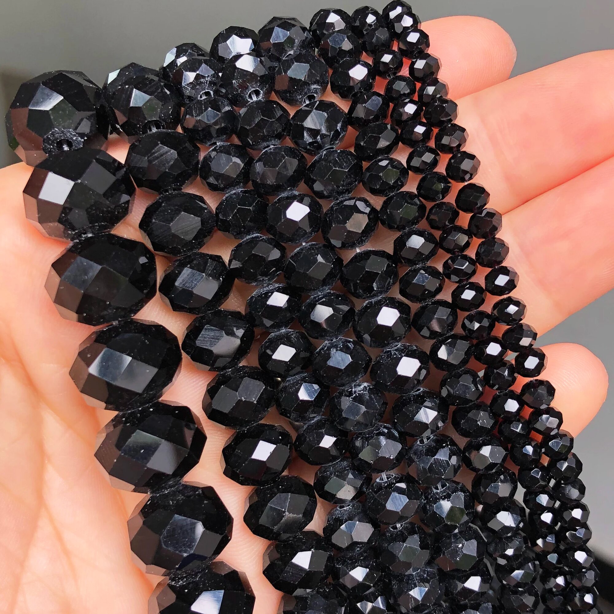 Хрустальные бусины из агата Xilitata 4-12 мм Черный, 12mm (approx 28pcs), Black Crystal Glass