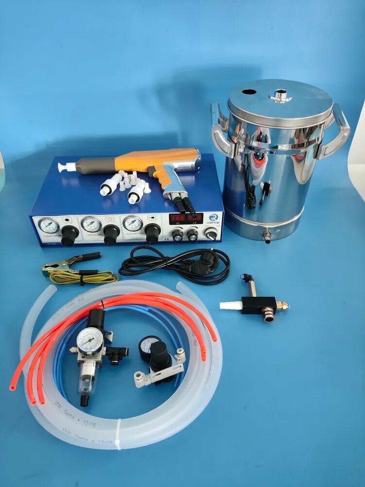 Портативное испытательное ручное оборудование для распыления порошкового покрытия с небольшим бункером для порошковой окраски из нержавеющей стали