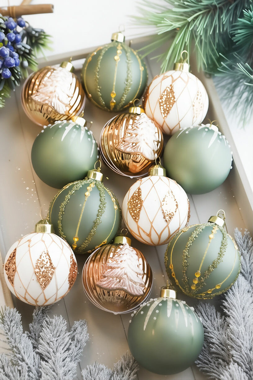 Набор ёлочных шаров зимняя фантазия, стекло, 8 см, 12 шт, Винтер Деко (Winter Deco) 1001314