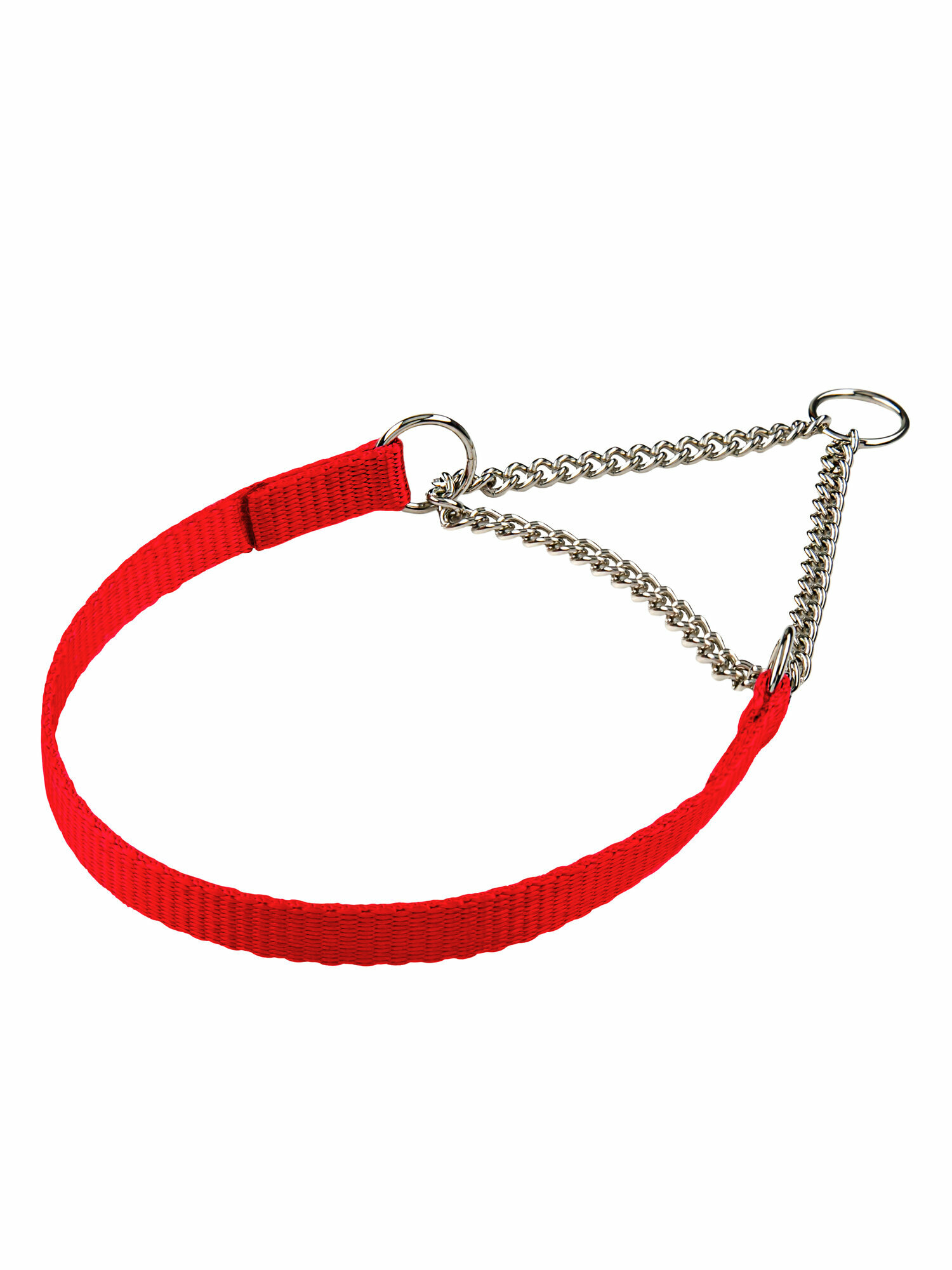 Ошейник-полуудавка для собак ZooOne лента 10мм(24-33см) с цугом (никель) красный 75-2074
