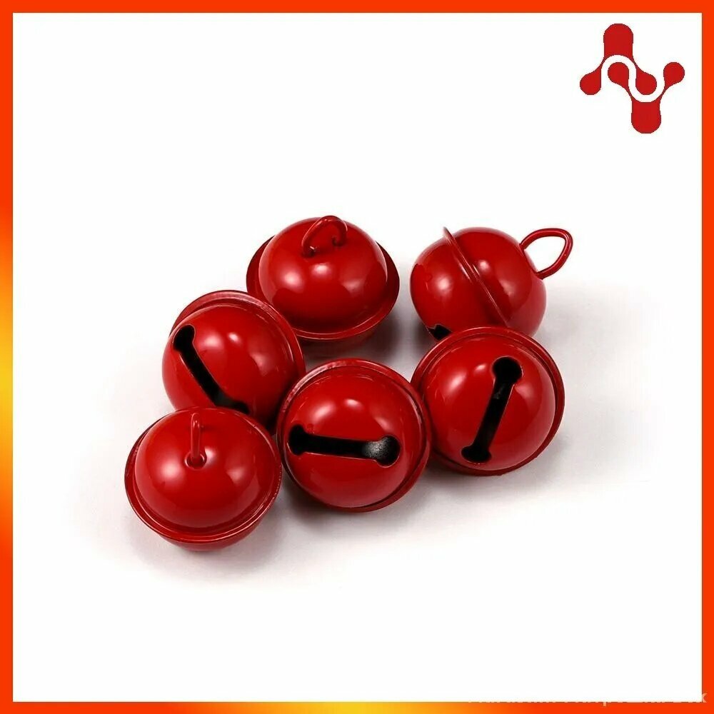 Звонкие бубенчики - колокольчики Цвет красная 22 мм 6 шт