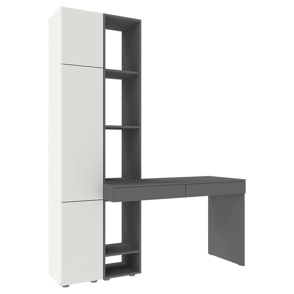 Стол письменный со стеллажом 1512 Темно-серый Белый