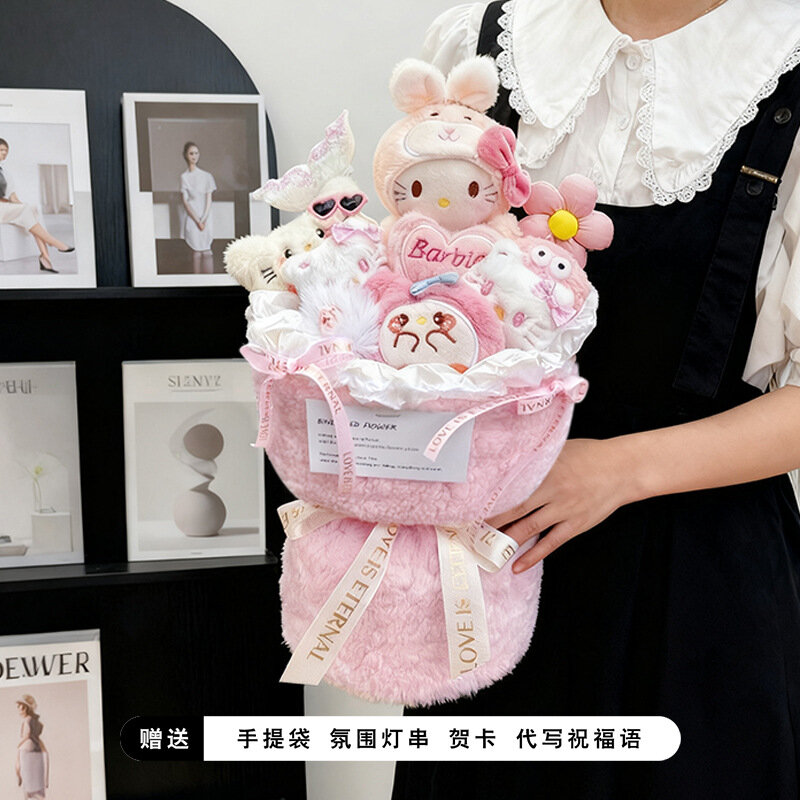 Мягкий плюшевый букет из игрушек, Hello Kitty букет, Подарок на День святого Валентина