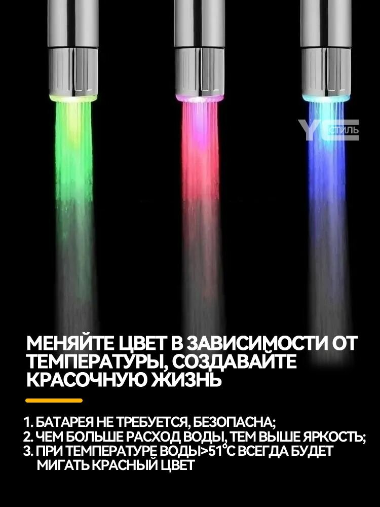Насадка на смеситель с подсветкой показывает температуру воды11