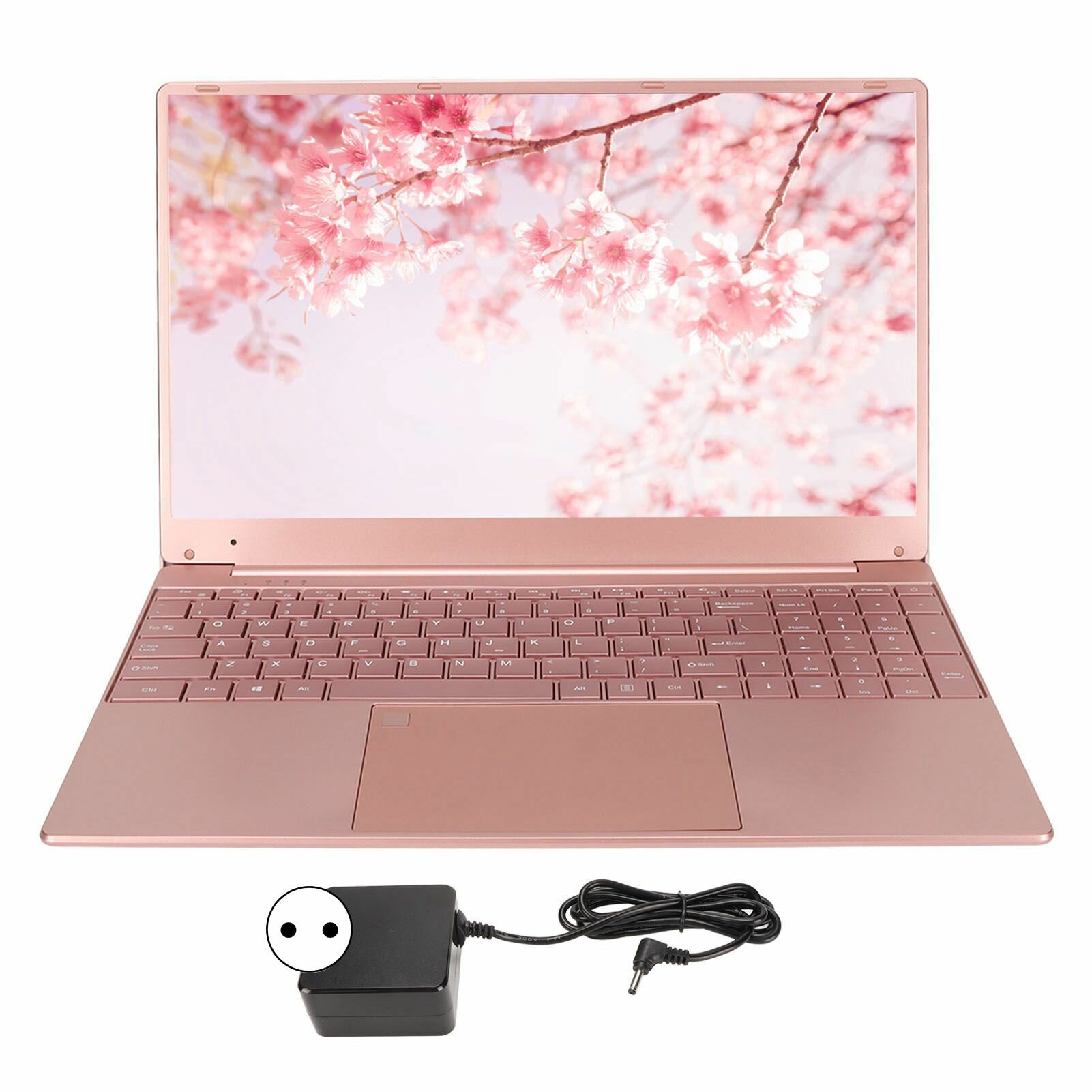 Ноутбук 15,6 дюйма для процессора Intel N5095 для Window11, розовый ноутбук с клавиатурой с отпечатками пальцев, подсветкой клавиатуры, 100 240 В, 16 ГБ, 128 ГБ, вилка европейского стандарта