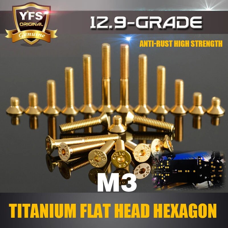 YFS золотые титановые винты M3 12.9 5-30 мм для RC моделей M3X14 (5 PCS)
