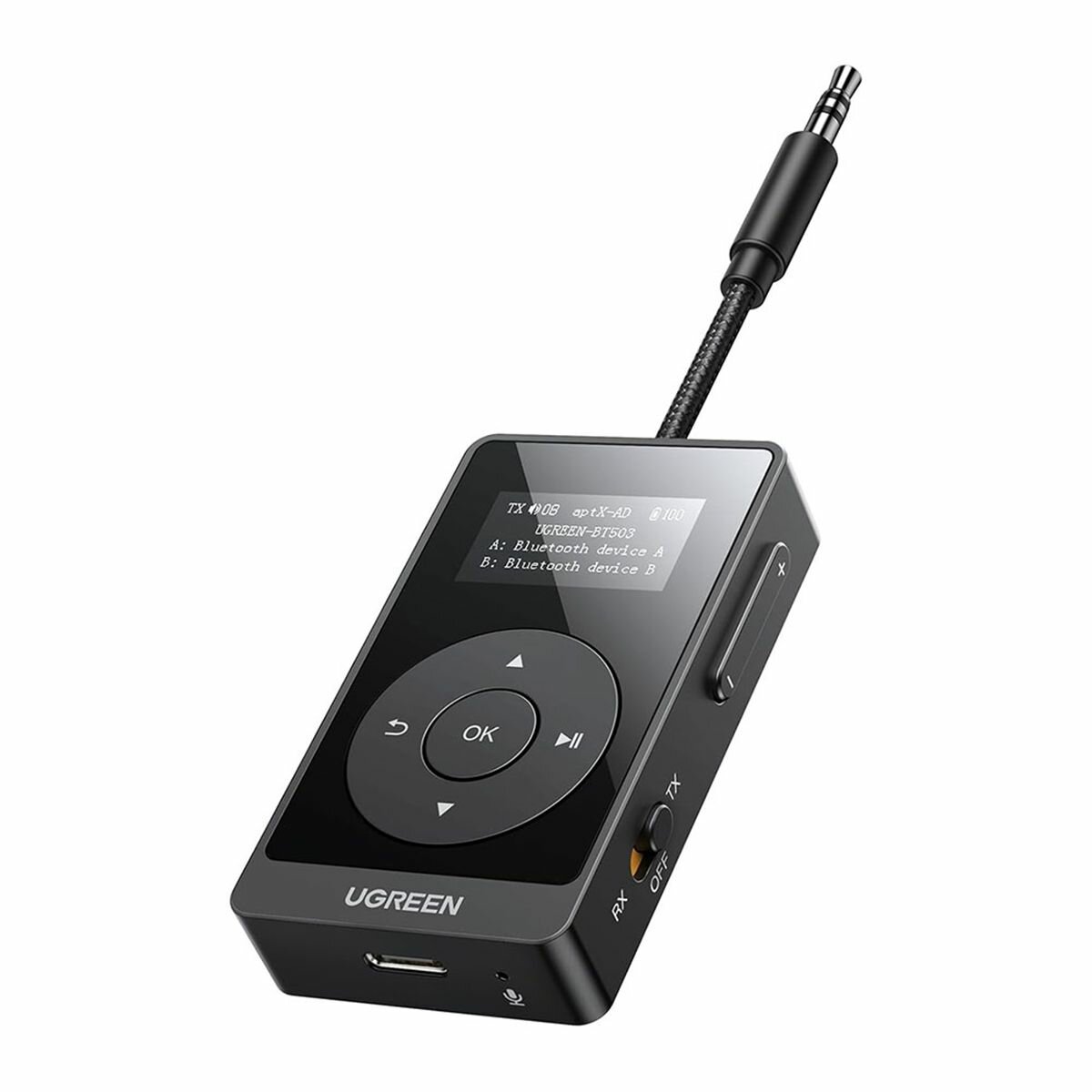 UGREEN AptX Bluetooth Адаптер Со Светодиодным Дисплеем, Для Телевизора, Самолета, Автомобиля