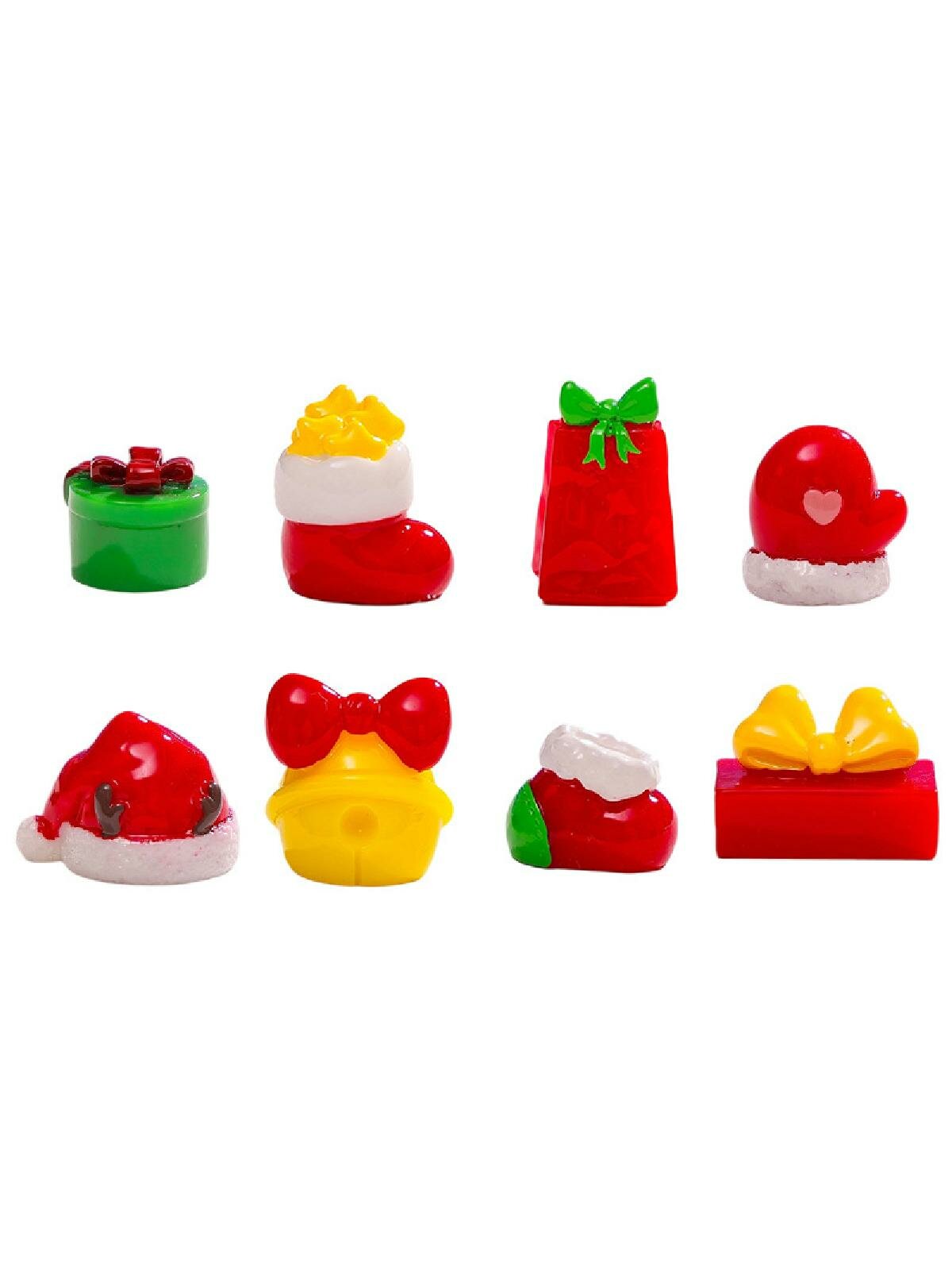 8ШТ Набор миниатюрных Декораций для сцены, Миниатюрные рождественские шляпы, чулки и подарки, Украшения для рабочего стола с Колокольчиками