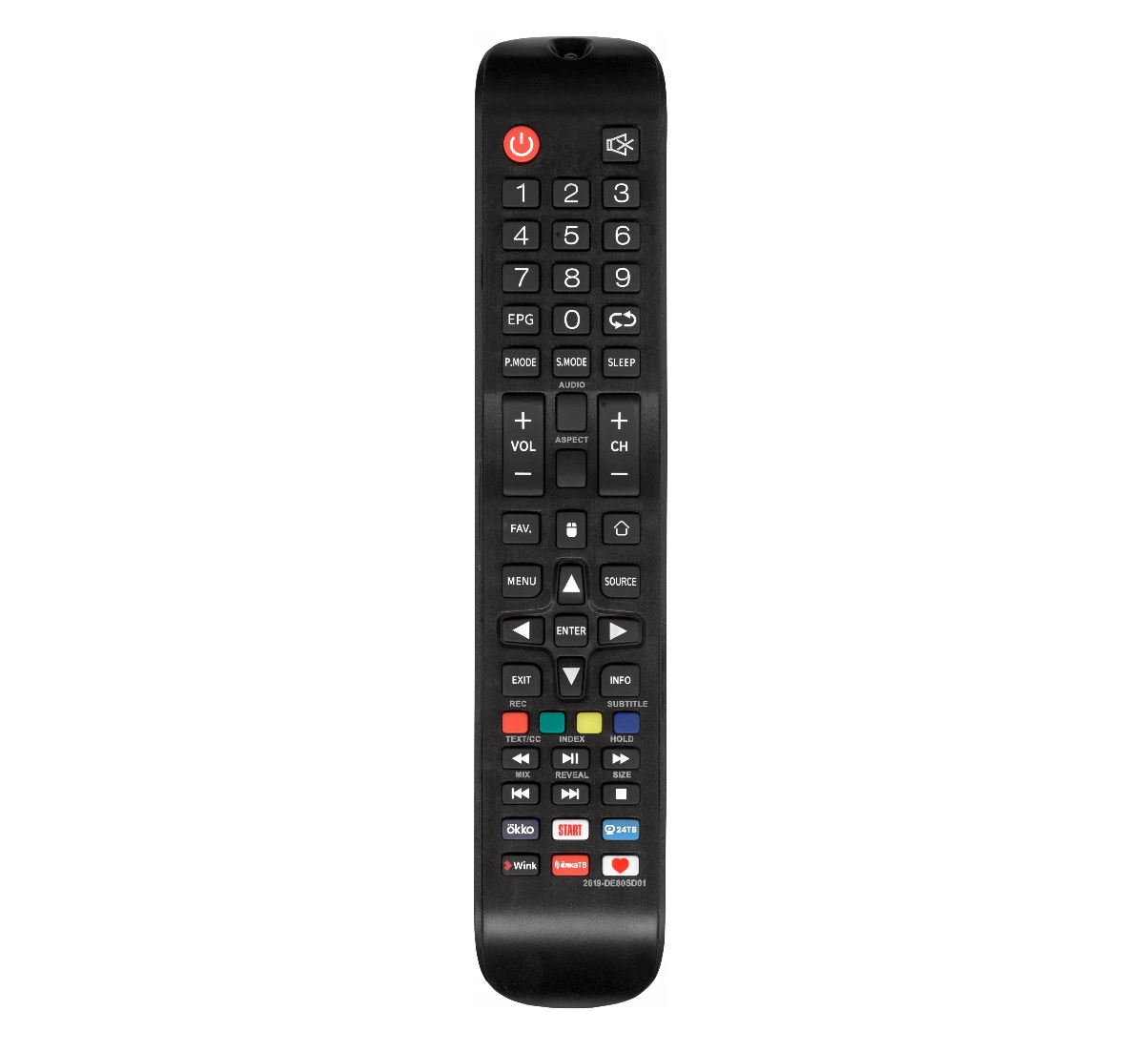 Пульт Huayu 2619-DE80SD01, для телевизора, Erisson, TopDevice, Soundmax, Leff, Scoole, цвет чёрный, ИК-сигнал