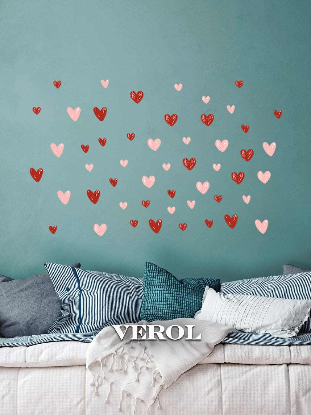 Наклейки интерьерные VEROL "Сердечки", влагостойкие, виниловые, детские