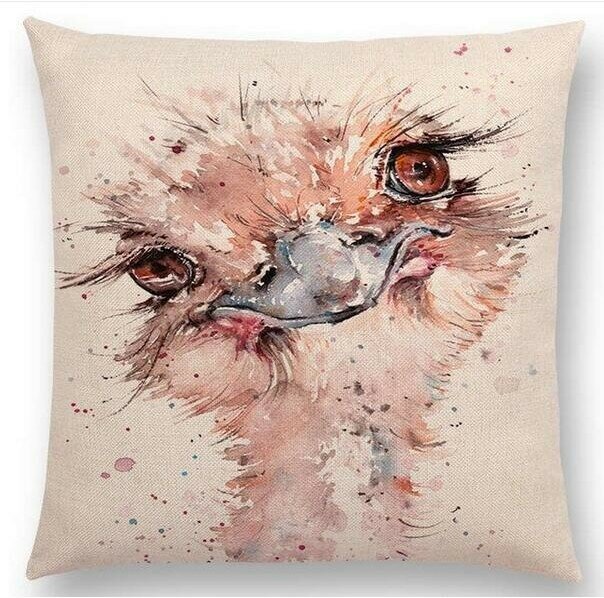 Изысканный чехол для подушки с акварельными львами, цветами и бабочками, размер 25 см, идеально подходит для стильных интерьеров.
