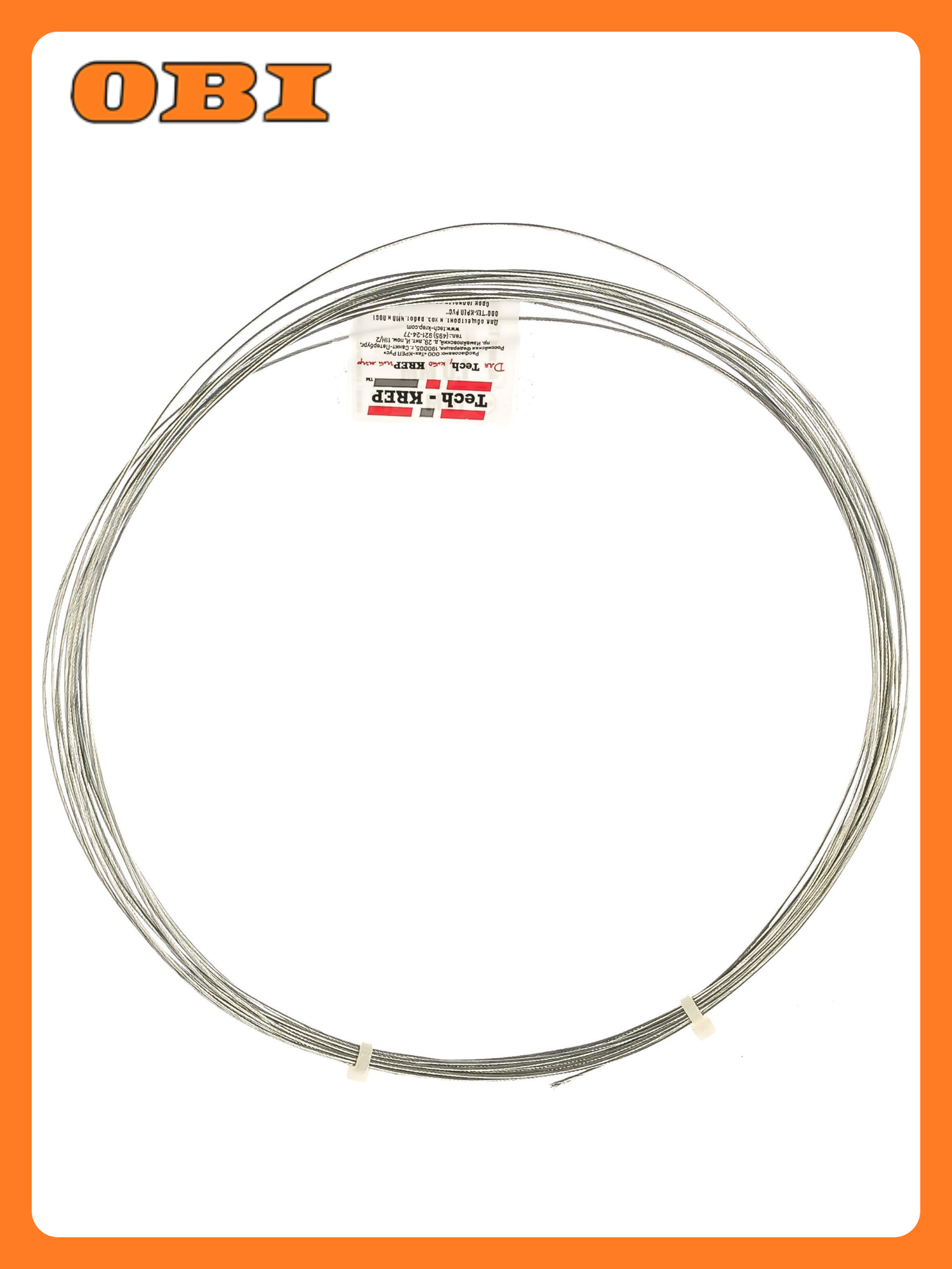 Трос Tech-KREP, сталь, DIN 3055, диаметр 1 мм, длина 10 м, серый