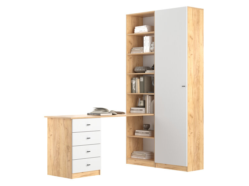 Компьютерный стол "Дилар 11" 175/110х210х55 Дуб крафт золотой / Лотос