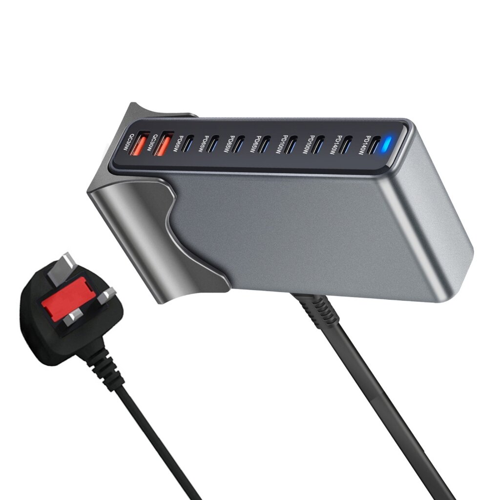 Адаптер Быстрой Зарядки Мощностью 800 Вт, 10-Портовая Настольная Зарядная Головка, Настенный Зарядный Блок, Пластиковая Текстура для Нескольких Устройств