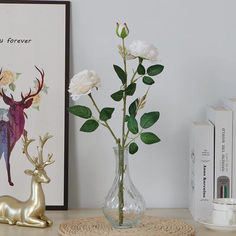 Ins стиль роза искусственные цветы ваза украшения крытая гостиная стол букет пластиковый пион искусственный цветок