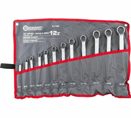 Ключи накидные отогнутые, набор 12 предметов FORCEKRAFT