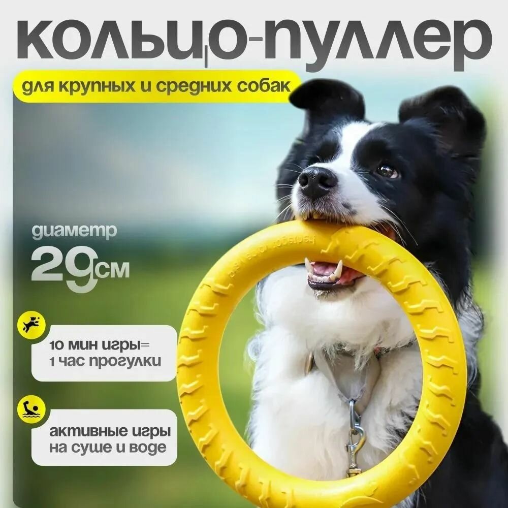 Игрушка для собак "Кольцо-Пуллер", для активных игр, для совместных игр, 29см