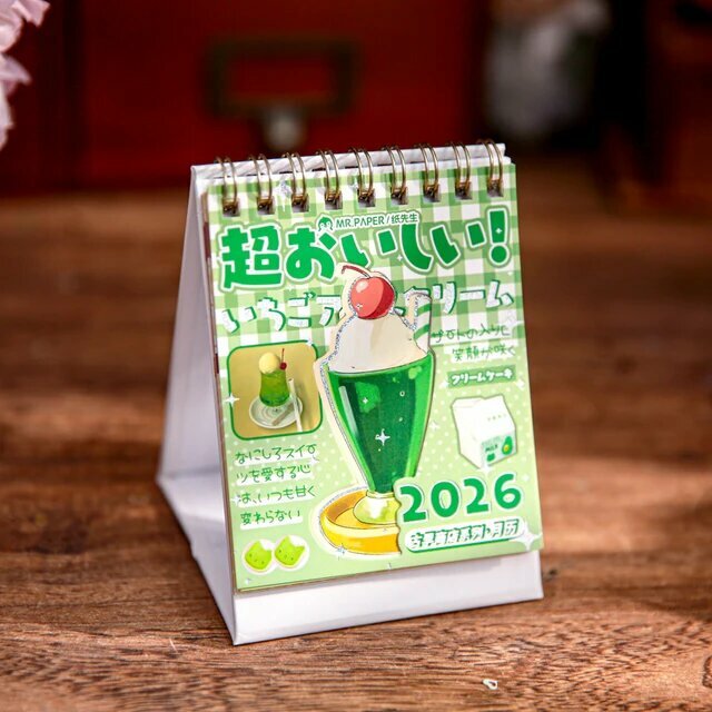 Милый японский канцелярский мини-календарь на 2026 год, маленький настольный календарь, креативный календарь на пружине, украшение для рабочего стола, офисные канцелярские принадлежности.