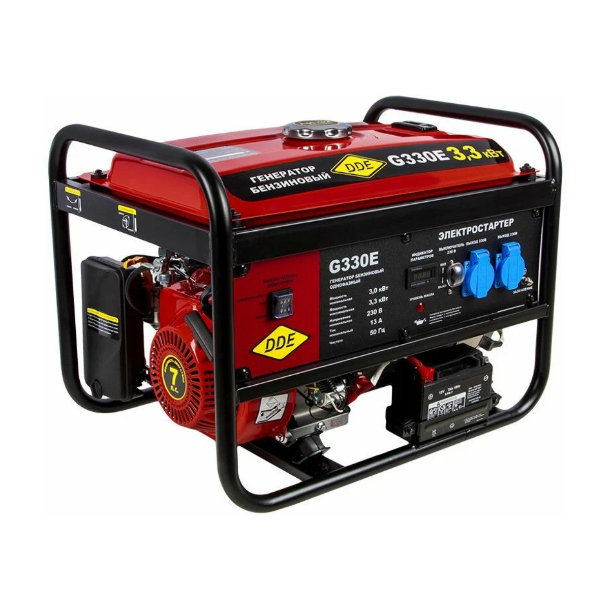Генератор DDE G330E, (792-551) красный, мощность 3.3 кВт бензиновый, 4х тактный