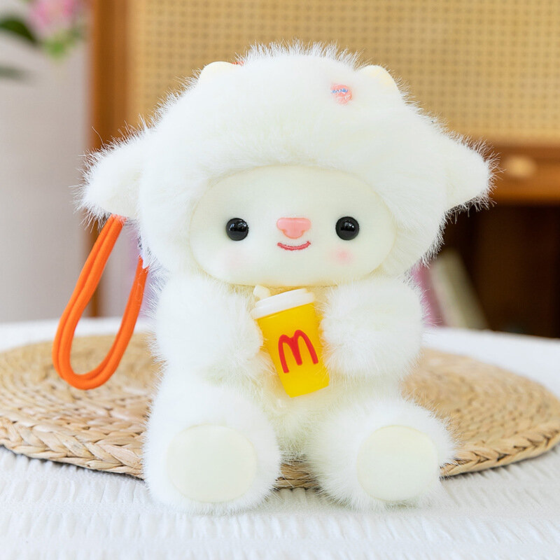 Милый брелок в виде овечки на тему еды, плюшевая игрушка, ценный брелок для сумки в виде овечки, кукла-компаньон, подарок, фигурка.