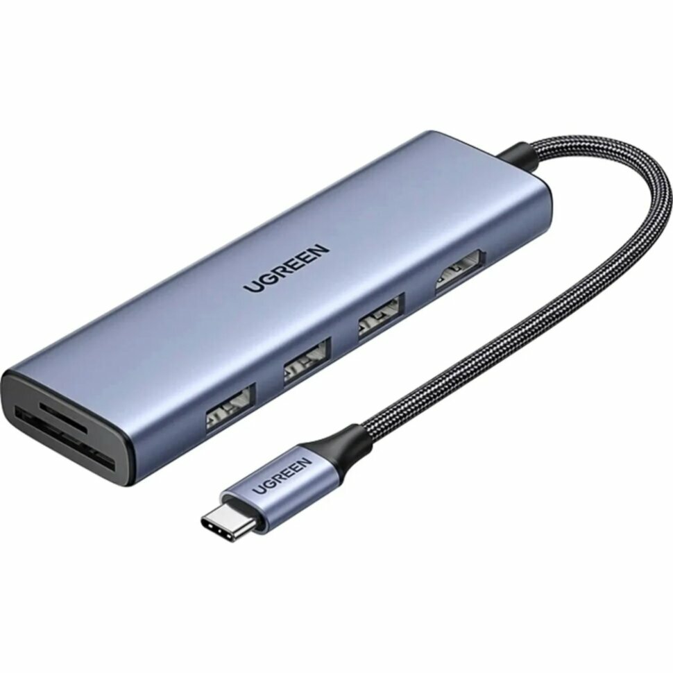 Разветвитель USB UGREEN CM511 (15596)USB-C To HDMI 4K@30Hz+3xUSB A+PD серый, 2421321