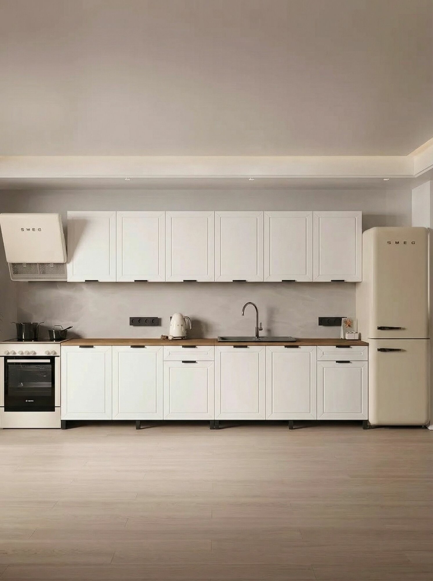 Кухонный гарнитур Мадрид 3м белый со столешницей