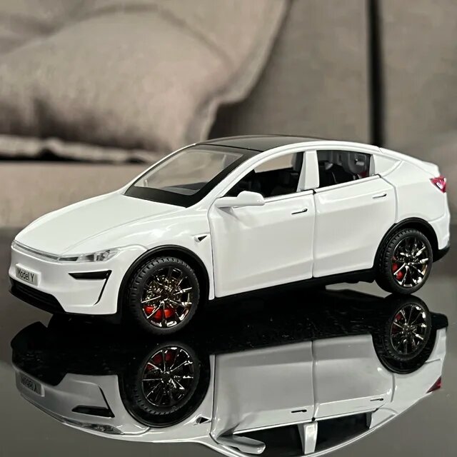 Новая модель электромобиля Model Y в масштабе 1:32, изготовленная из литого металла, с имитацией звука и света, коллекционная модель, подарок для детей.