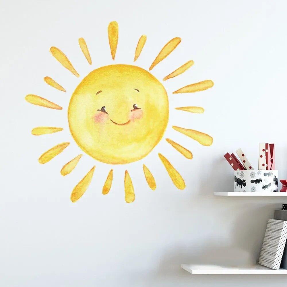 OZ-Trasat Красочные наклейки на стену с изображением мультяшного солнца для детской спальни и украшения дома