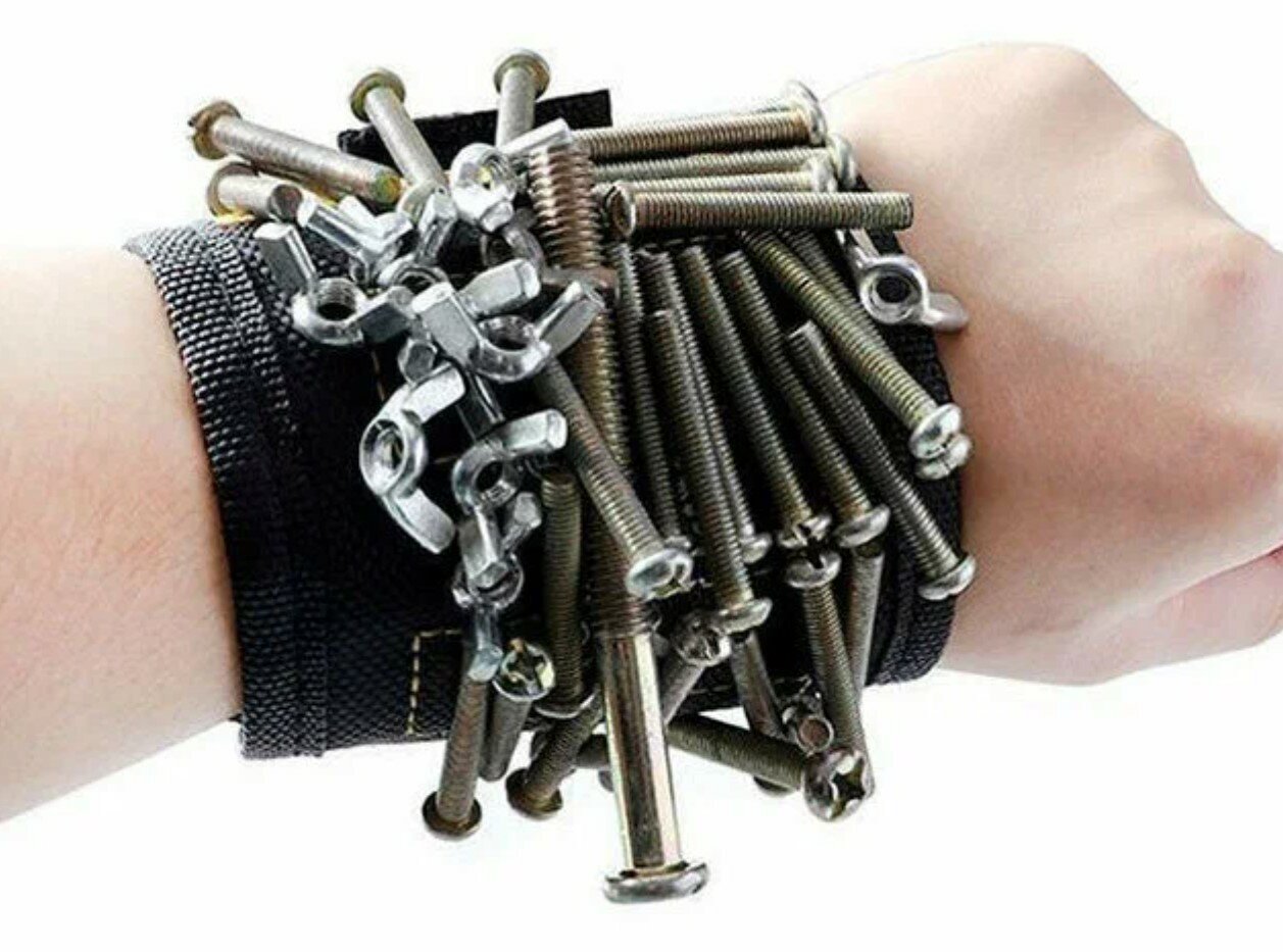 Браслет MyPads магнитный строительный для хранения шурупов, отверток и саморезов на руке, органайзер для мужчин