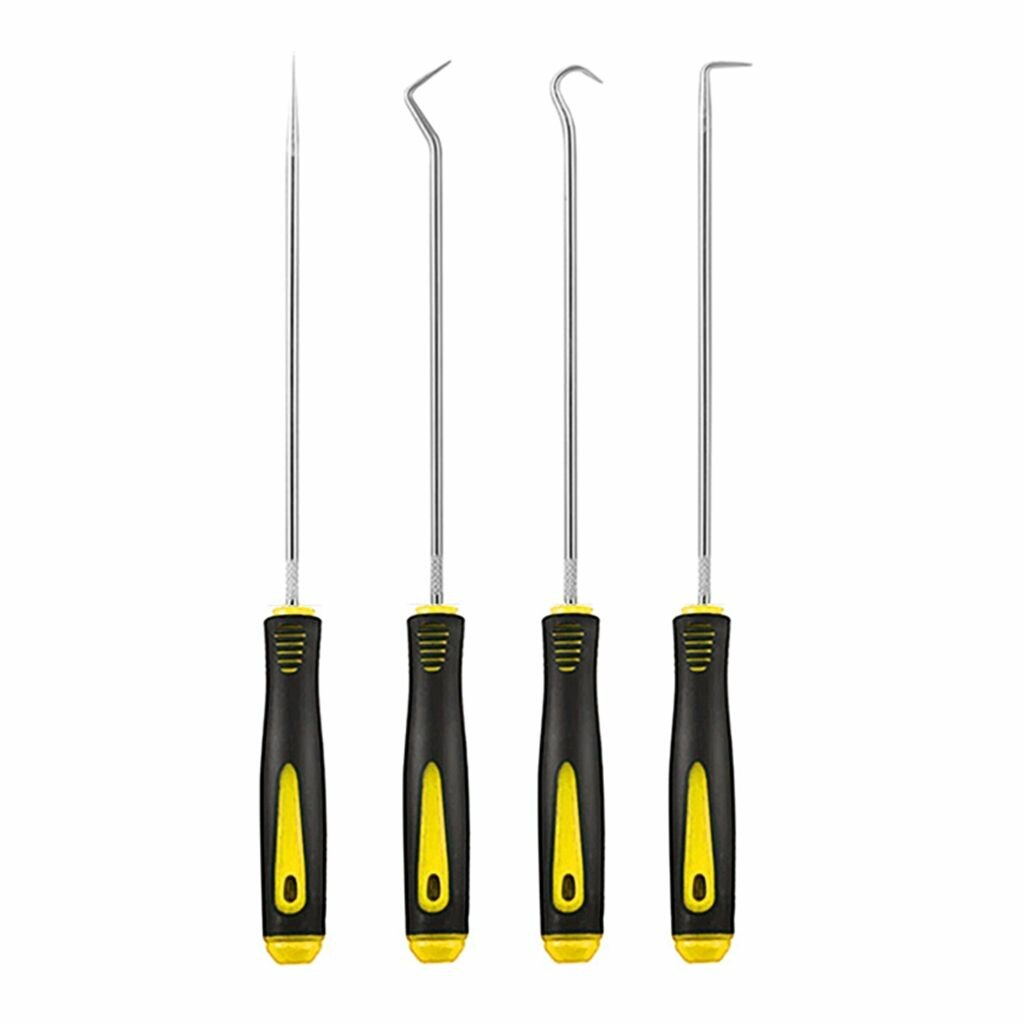 Набор крючков для сальника из 4 частей, длинный инструмент для ремонта шин и технического обслуживания автомобилей-черный и желтый