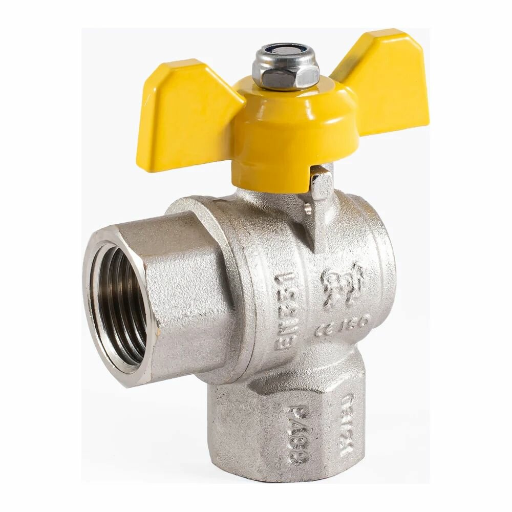 Шаровой угловой кран для газа PROFACTOR PF GAS ручка бабочка, в/в 1/2 дюйма PF GBV 333A