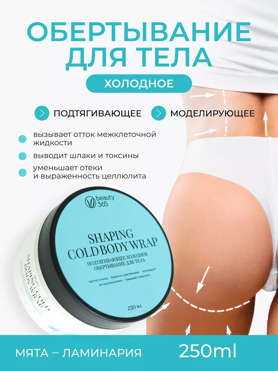 Холодное антицеллюлитное обертывание для похудения, 250 мл