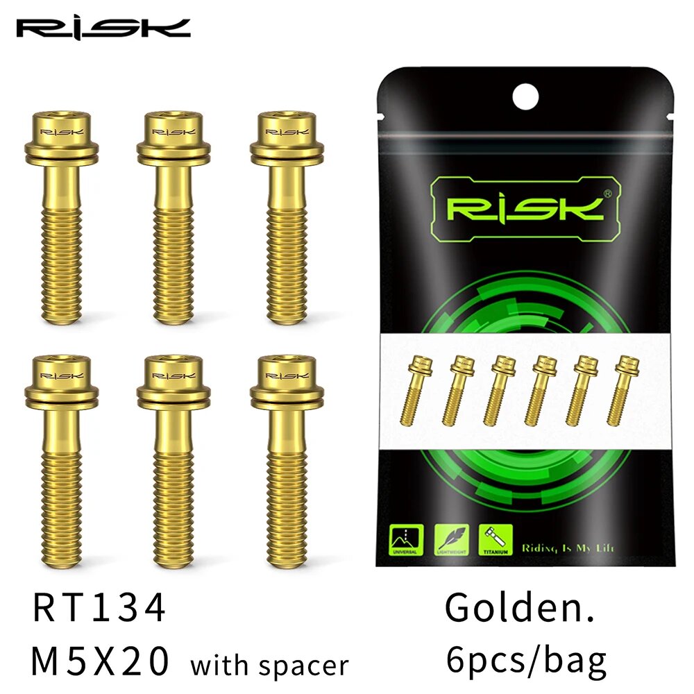 RISK Tитановые болты для выноса руля M5x18/20 мм M5x20 Golden