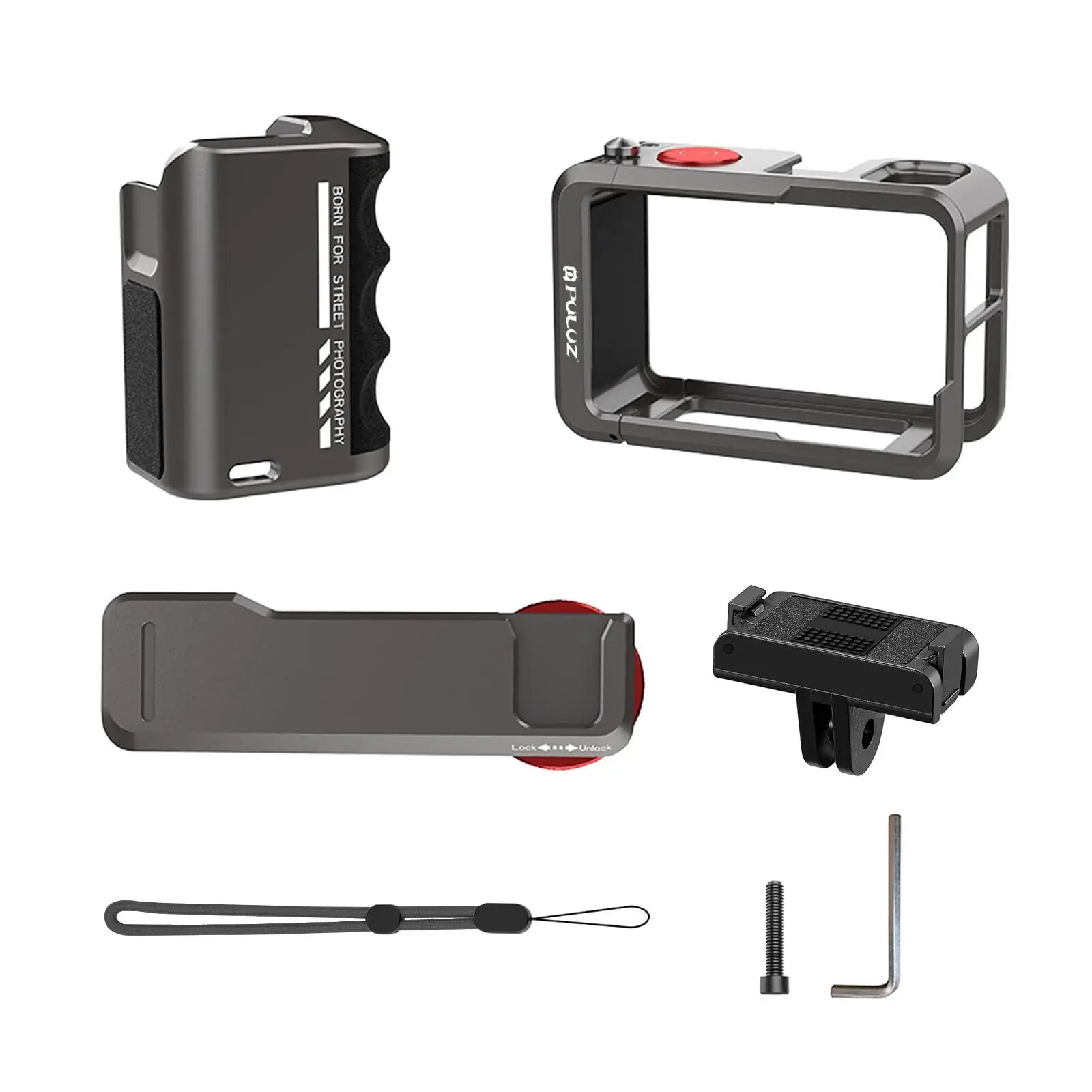 Клетка для камеры с ручкой для DJI Osmo Action 5 Pro, набор металлических кронштейнов для ручки камеры для DJI Osmo Action 4/Action 3