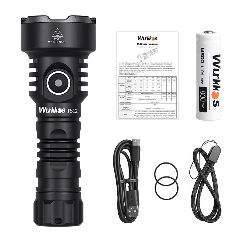 Wurkkos TS12 алюминиевый перезаряжаемый фонарик 1050lm