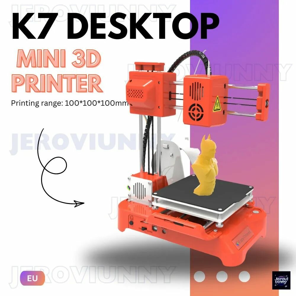 K7: Мини 3D Принтер для Рабочего Стола с Областью Печати 100*100*100мм для Образовательных Целей Студентов, Вилка