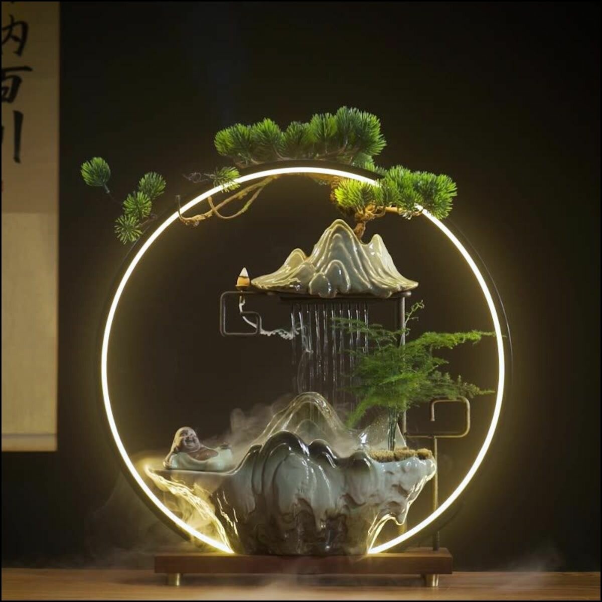 Инновационный китайский фонтан для рабочего стола с циркуляцией воды, эксклюзивный увлажнитель воздуха и креативный чайный стол в виде маятника
